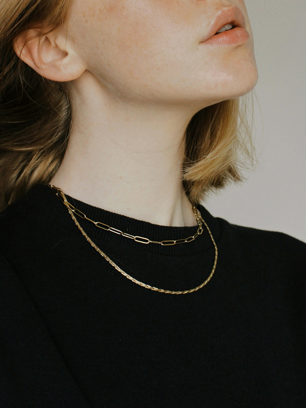 Layered Chain Necklace | Chunky Chain | A Weathered Penny